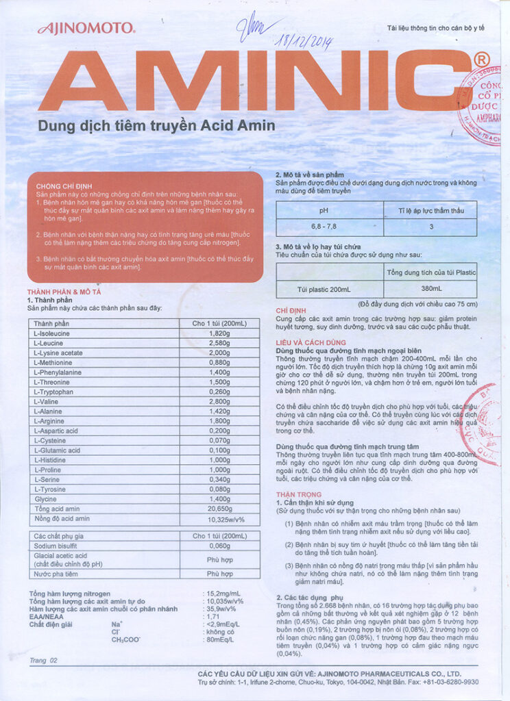 Thuốc Aminic 200ml - Công dụng, Liều dùng, Giá bán